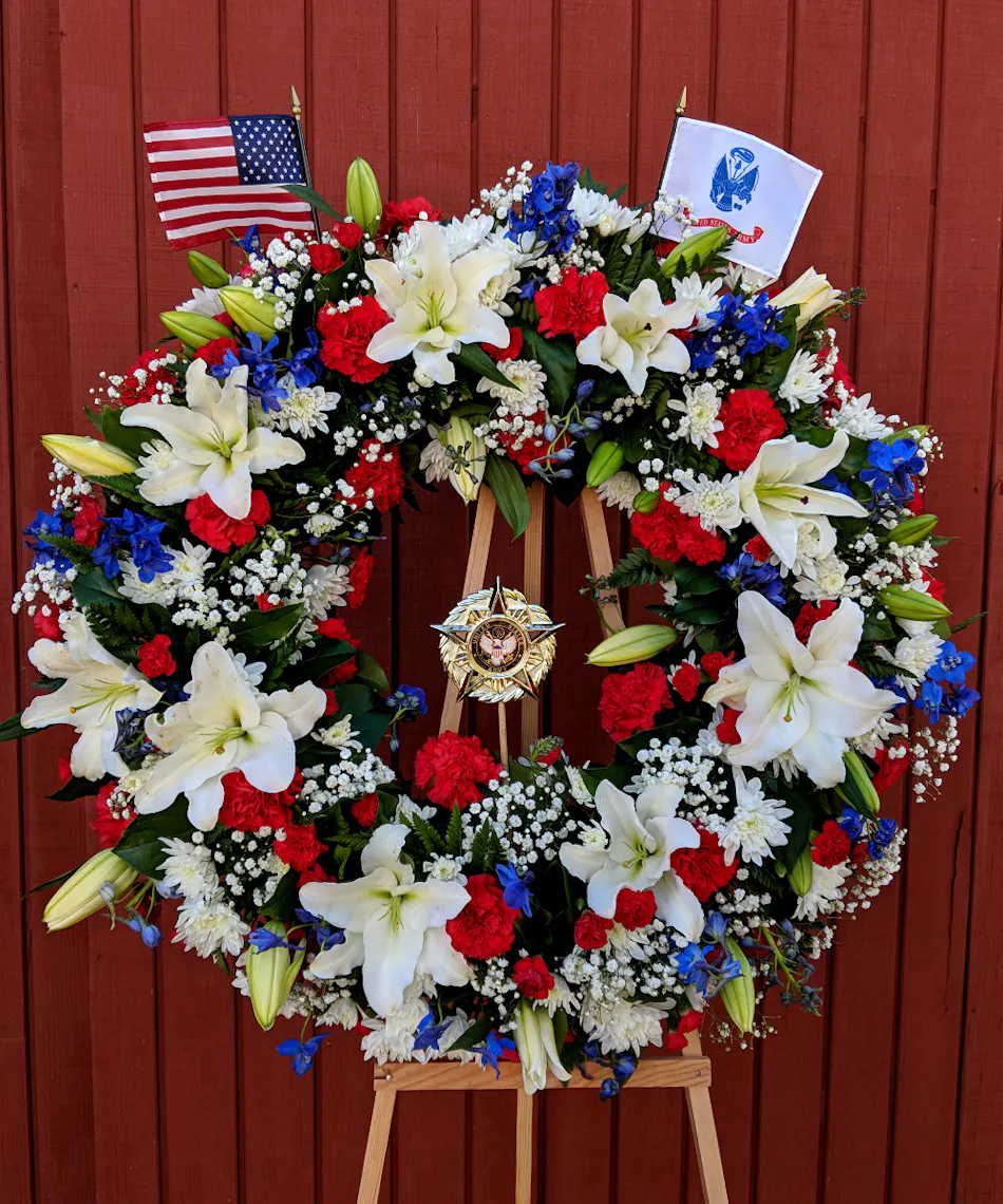 Patriotic Funeral Wreath: A glorious display of Red, White, & Blue ...